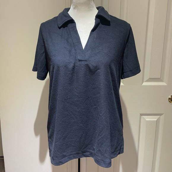 H&M | Tops | Hm Navy Blue Terry Polo Shirt | Poshmark